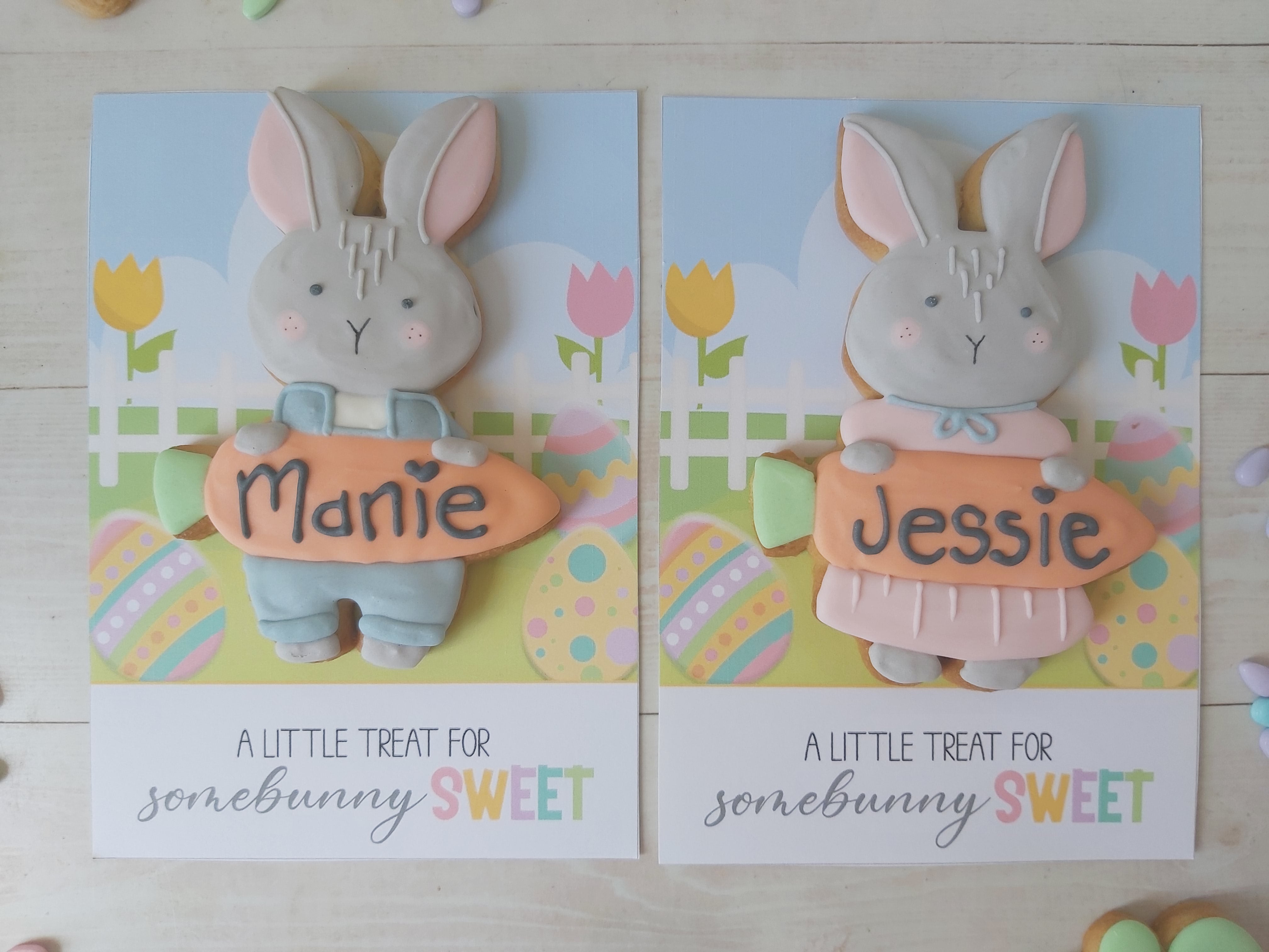Large Personalised Bunny Cookie Card – Cake Junkies